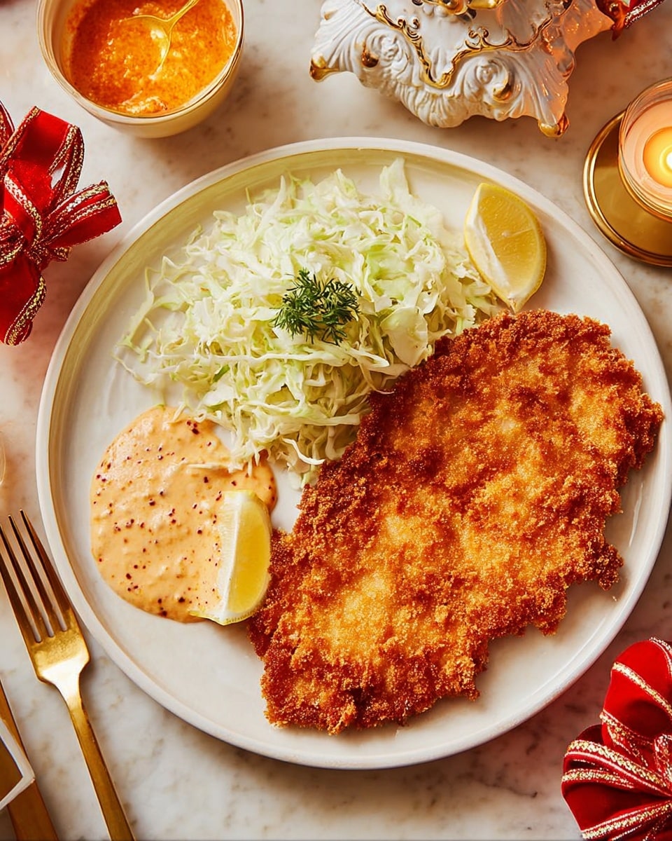 Kimchi Chicken Schnitzels with Kimchi Mayonnaise & Crispy Cabbage